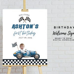 Fast One Birthday Party Welcome Sign Custom Racing Party Poster Fast ...