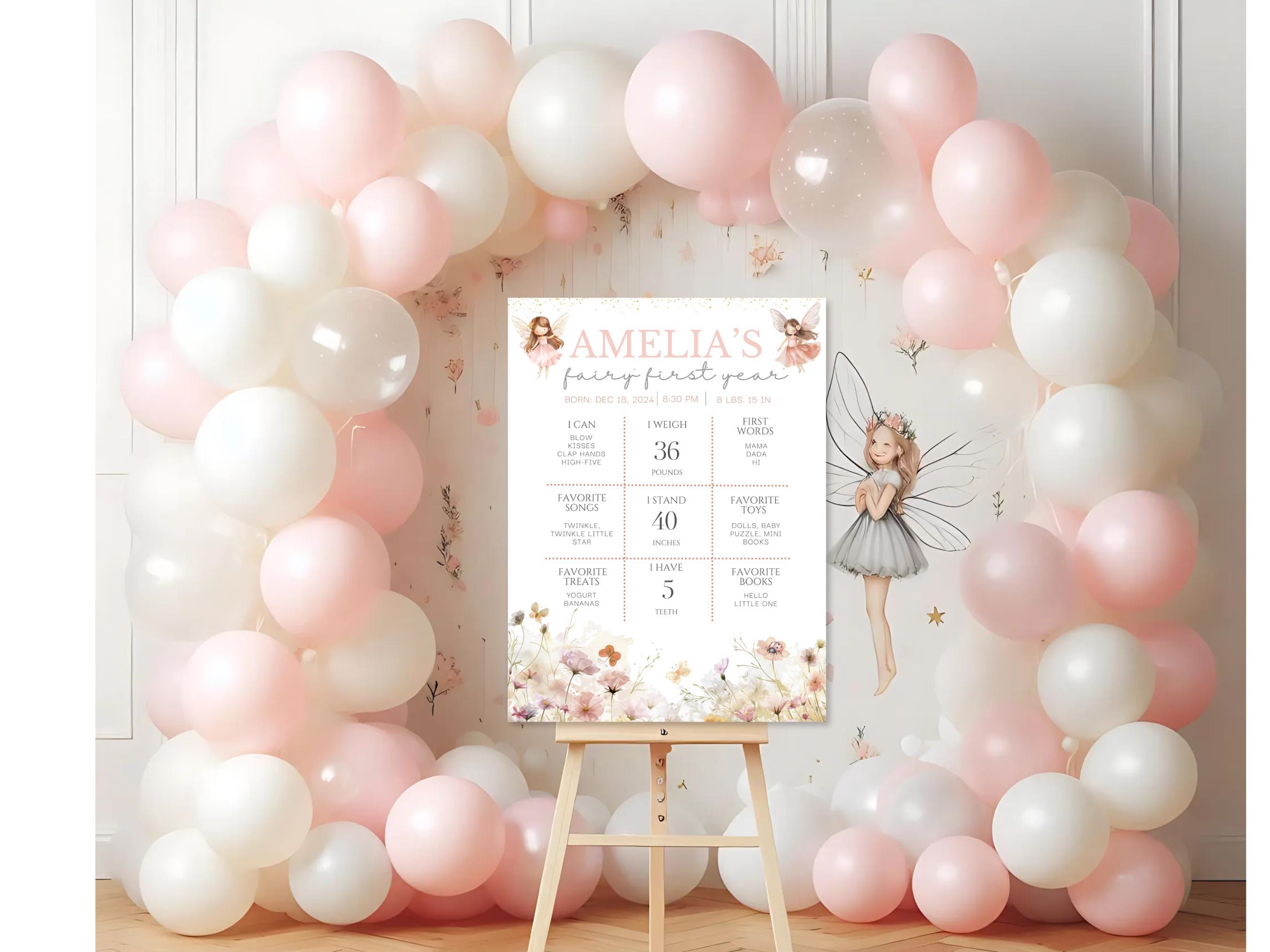 Fairy First Birthday Milestone Poster Editable Template Enchanted Fairy ...