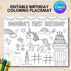 Unicorn Birthday Coloring Page Printable Unicorn Party Activity ...