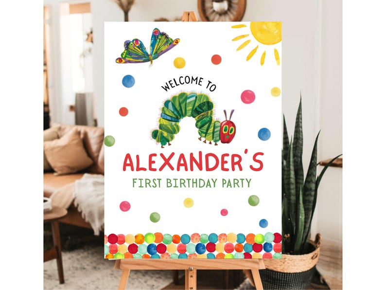 Very Hungry Caterpillar Birthday Welcome Sign Editable Caterpillar ...