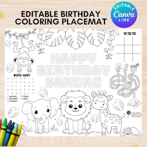 Editable Safari Birthday Coloring Page Printable Jungle Safari Coloring ...