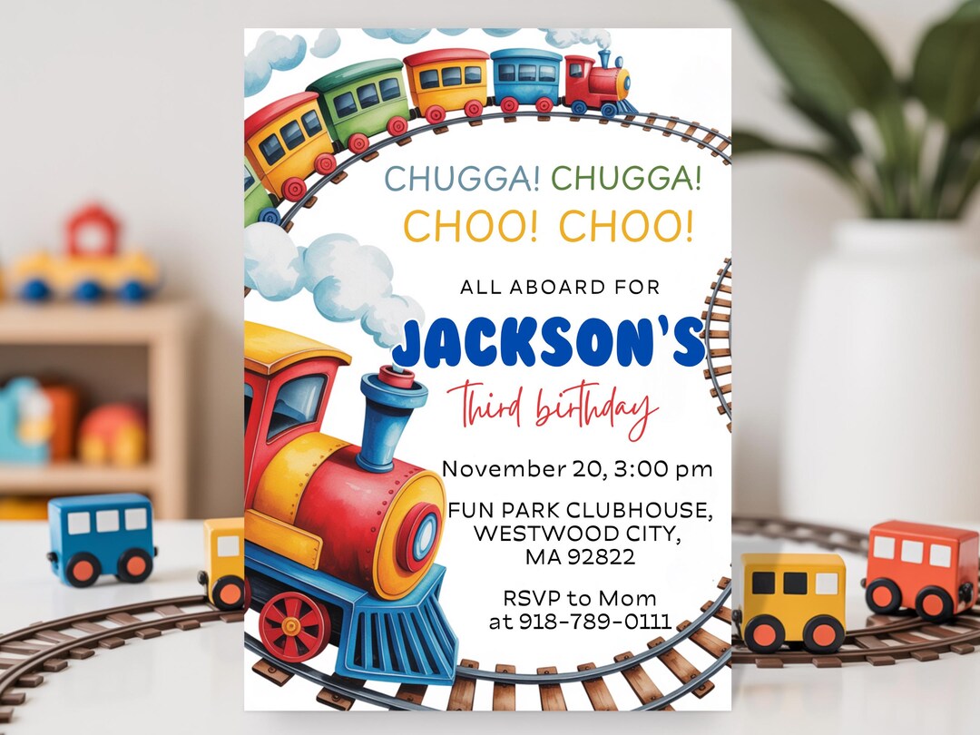 Train Birthday Invitation Train Birthday Party Chugga Chugga Two ...