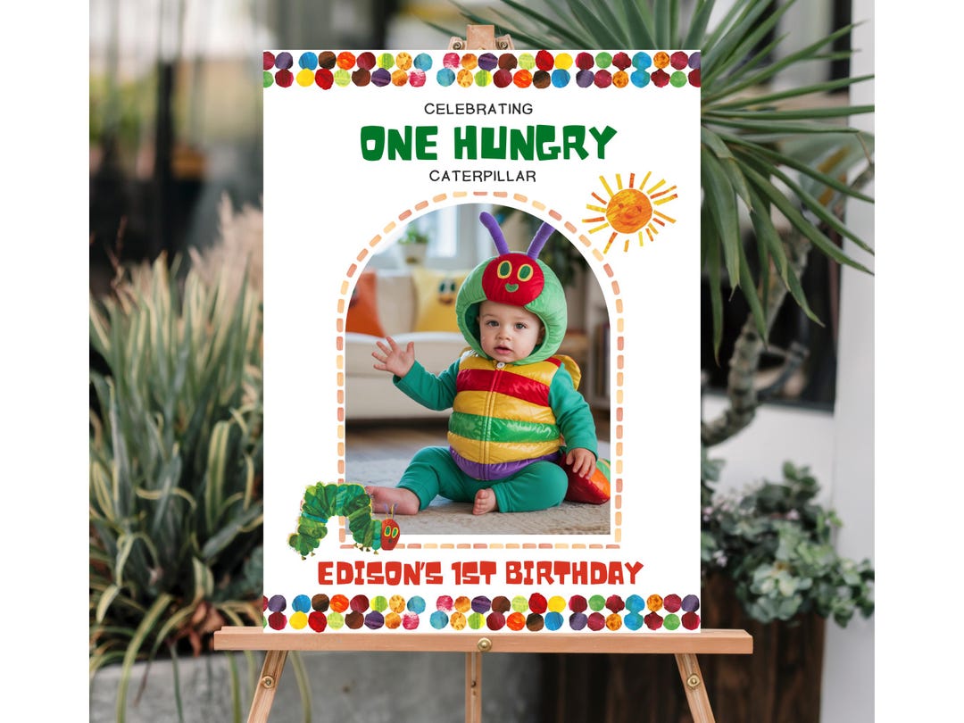 Very Hungry Caterpillar Birthday Welcome Sign Editable Caterpillar ...