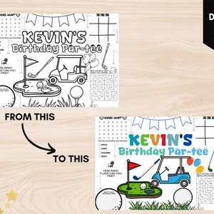 Custom Golf Birthday Coloring Page Personalized Editable Golf Coloring ...