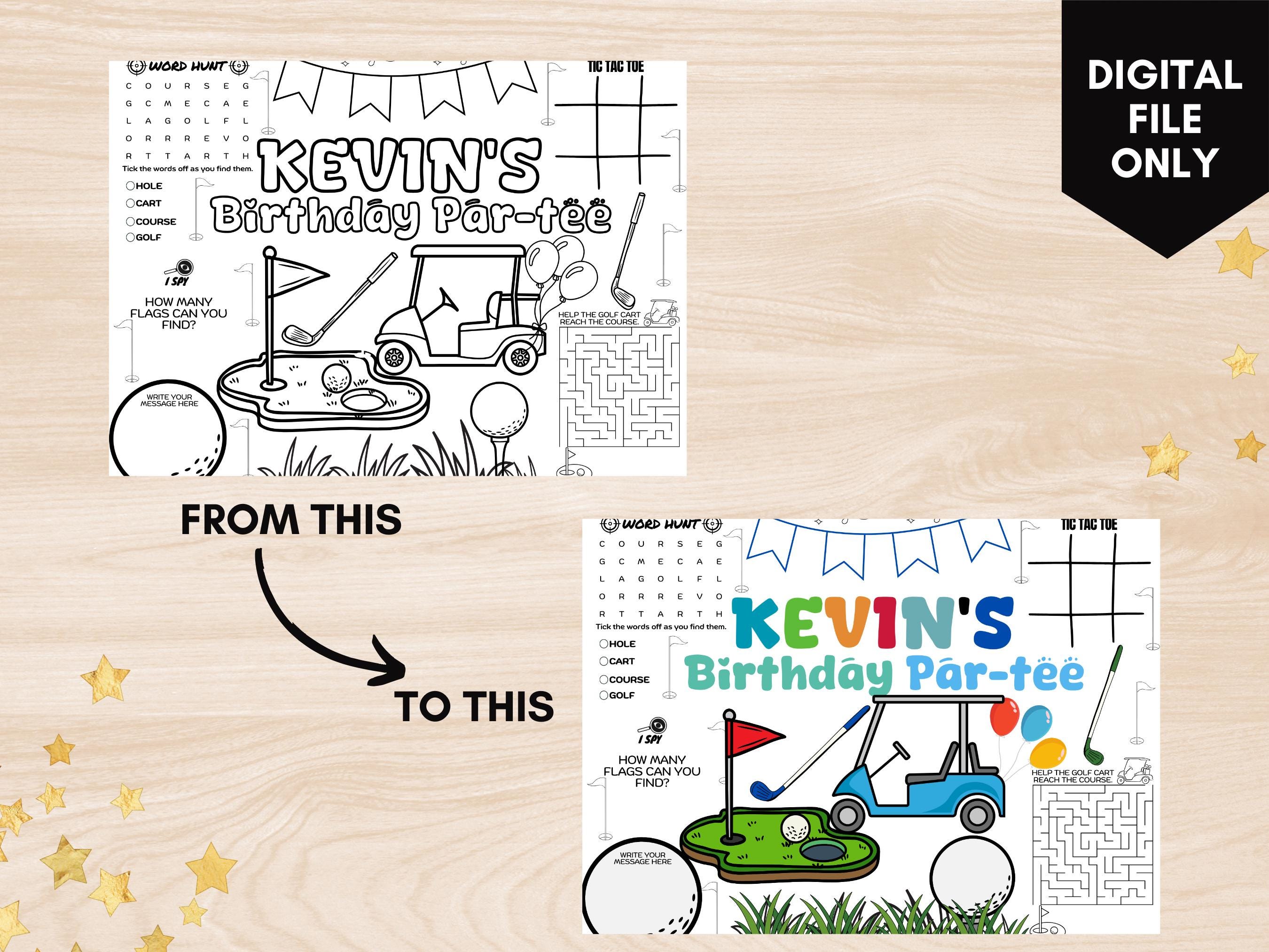 Custom Golf Birthday Coloring Page Personalized Editable Golf Coloring ...