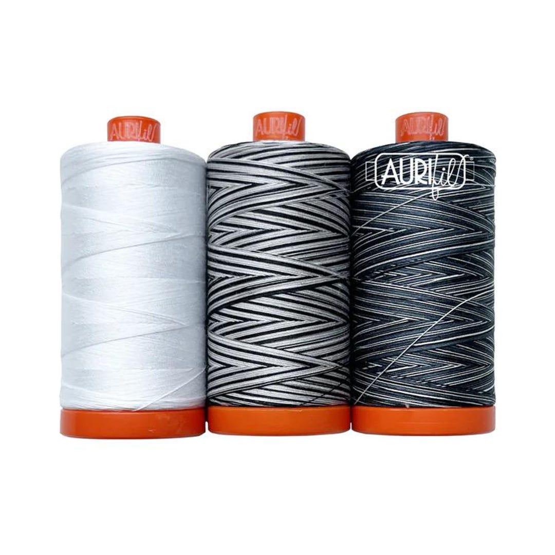 Aurifil Spider Lily Cotton Thread Set | Black, White, Variegated 50wt ...