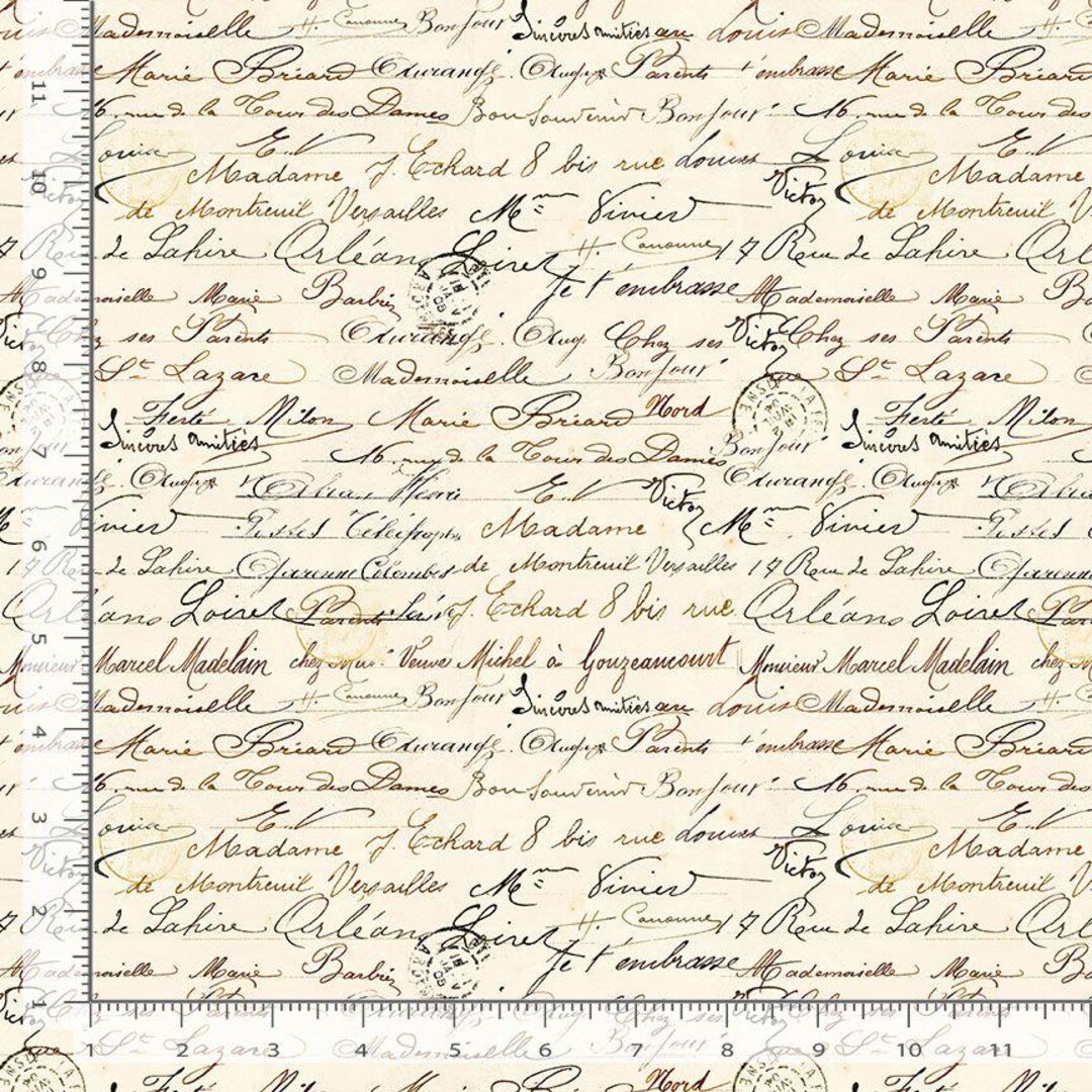 Wide Backs 108 Inch | Timeless Treasures | Handwriting Text Cream ...