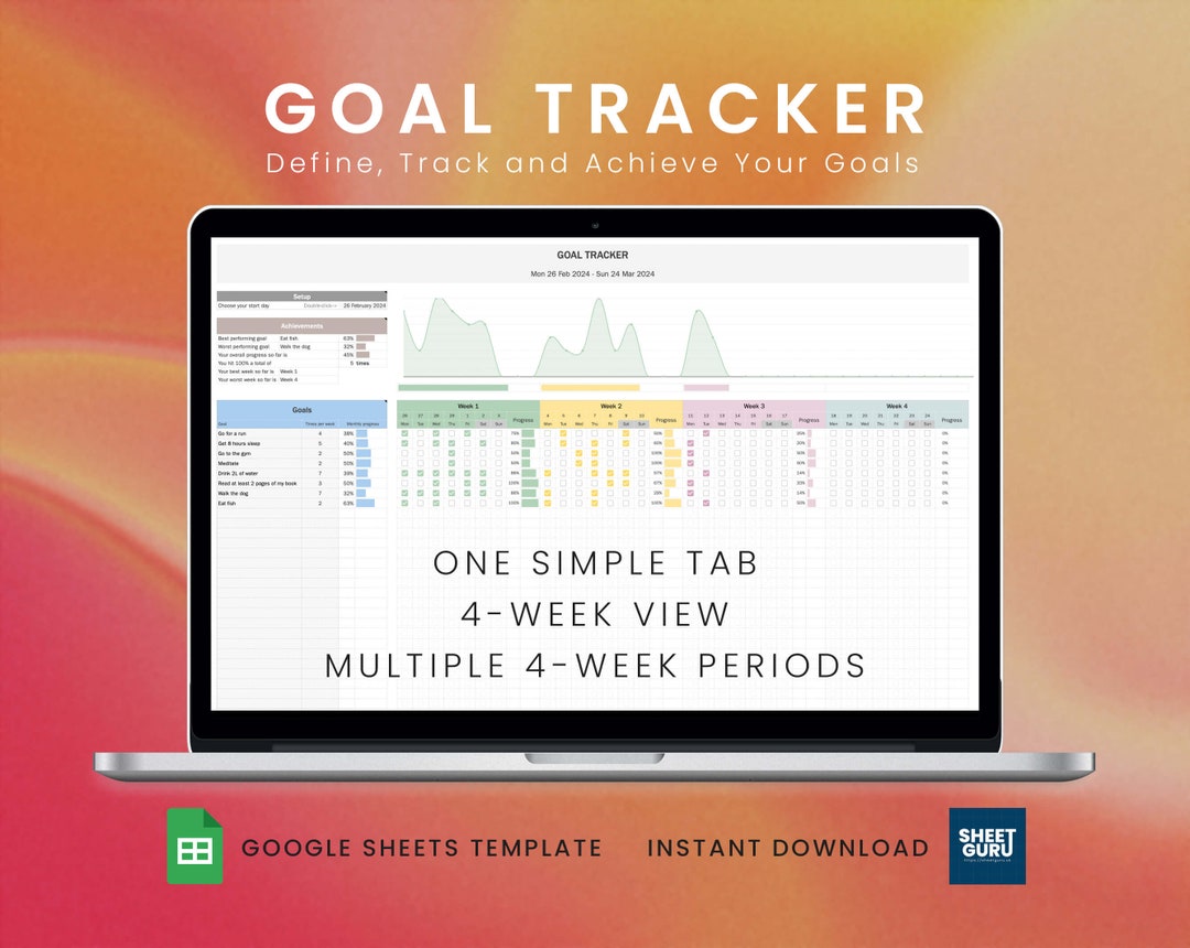 Goal Tracker Google Sheets Template - Etsy