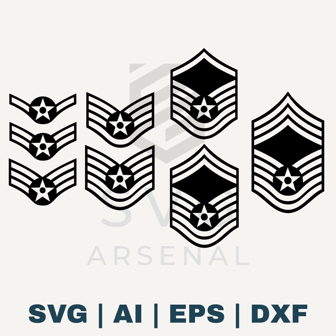 USAF Enlisted Ranks SVG: Air Force Patriotic Design (digital Download ...