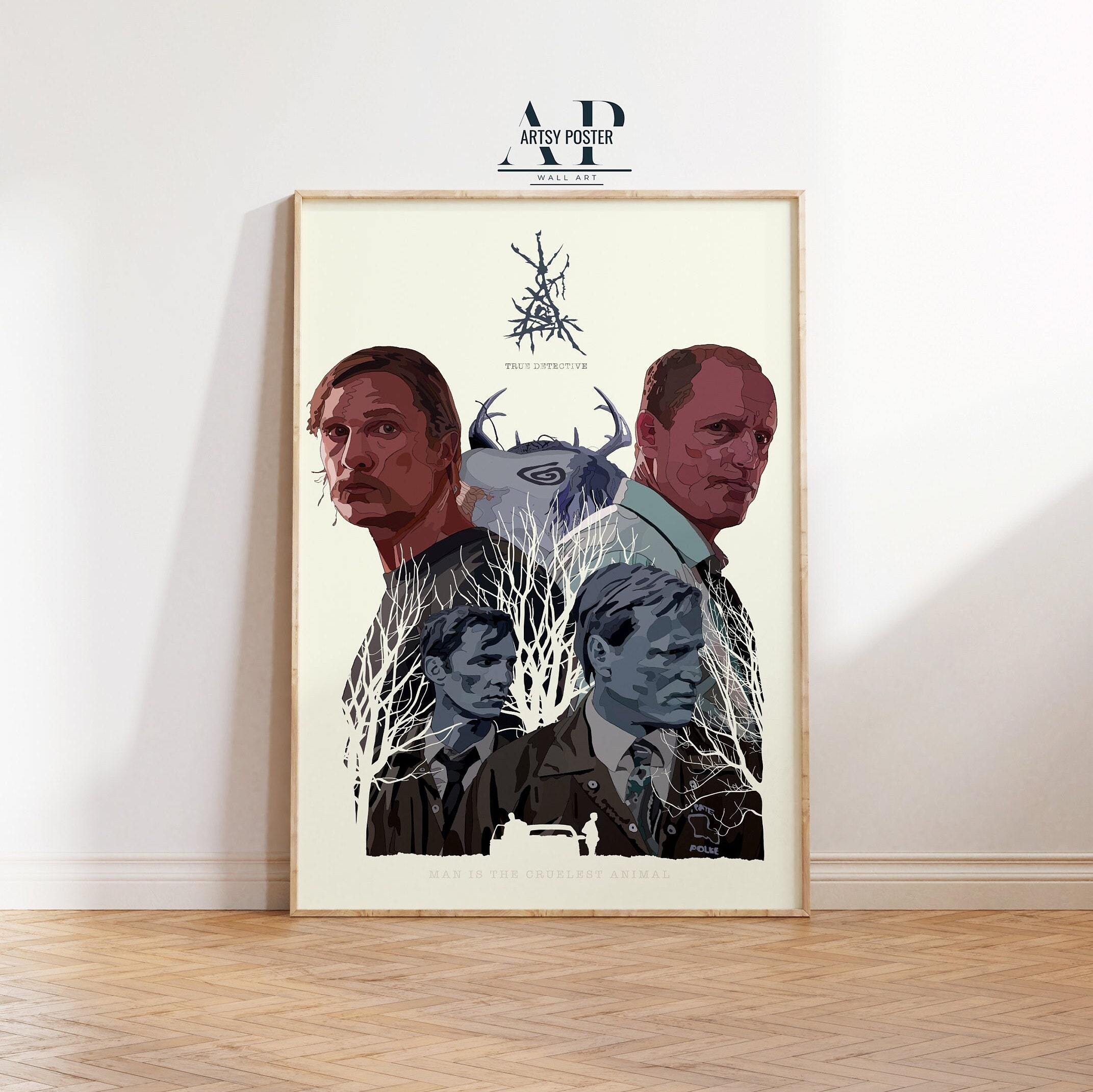 True Detective Poster, Rust Cohle Wall Art, Crime Drama Series Art ...