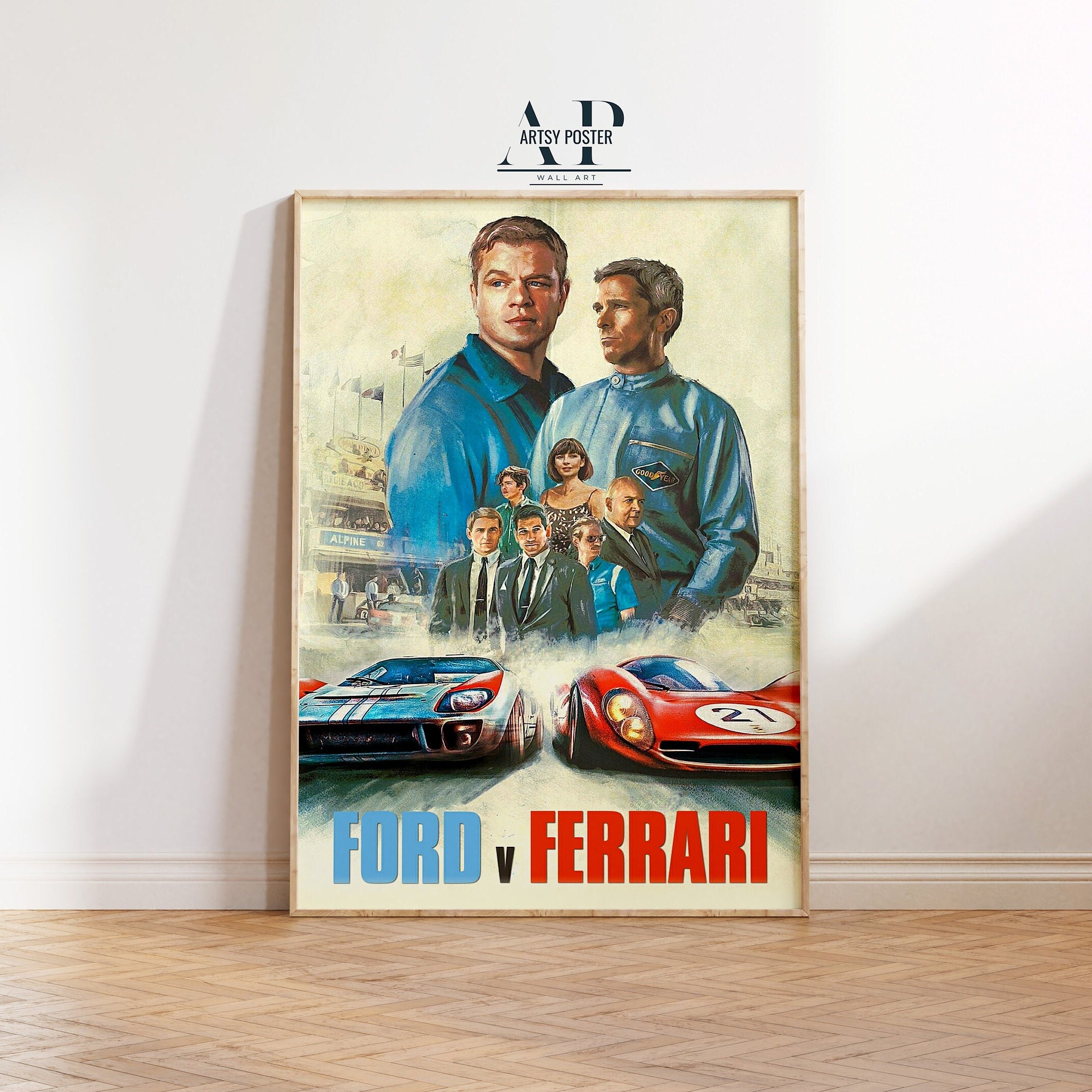 Ford V Ferrari Poster, Classic Racing Movie Art Print, Automotive Wall ...