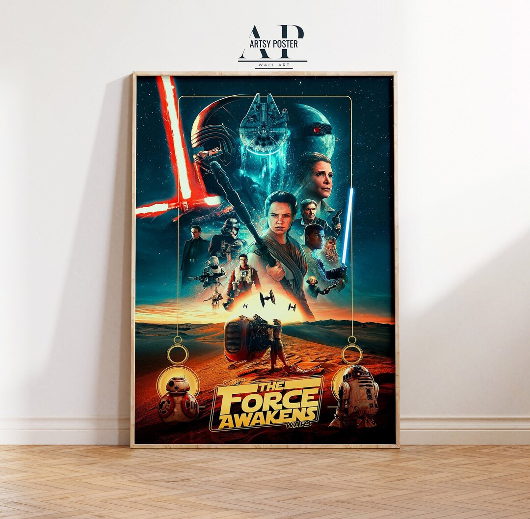 Star Wars: the Force Awakens Poster - Rey, Finn, Kylo Ren - Etsy