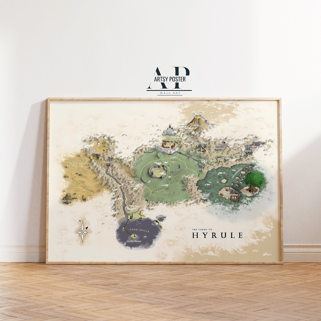 Legend of Zelda Hyrule Map Poster: Vintage Gamer Art Print - Etsy