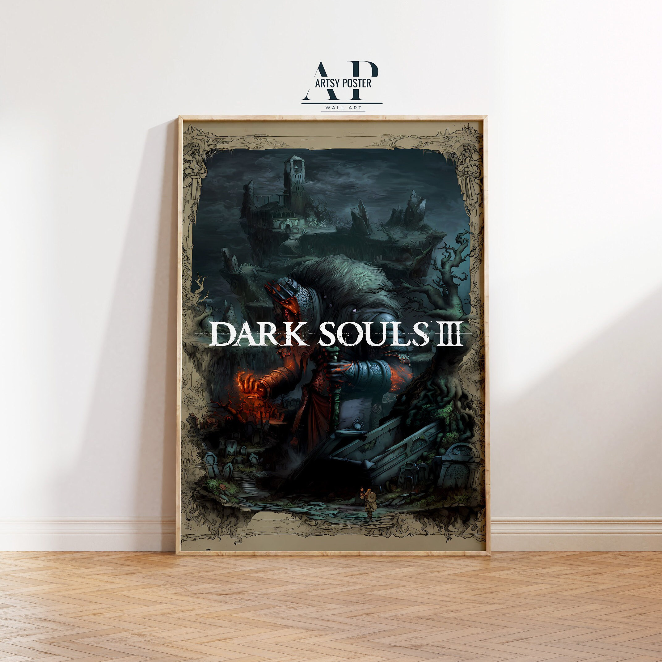 Dark Souls 3 Game Poster Epic Dark Fantasy Art Print, Soulsborne Gaming ...