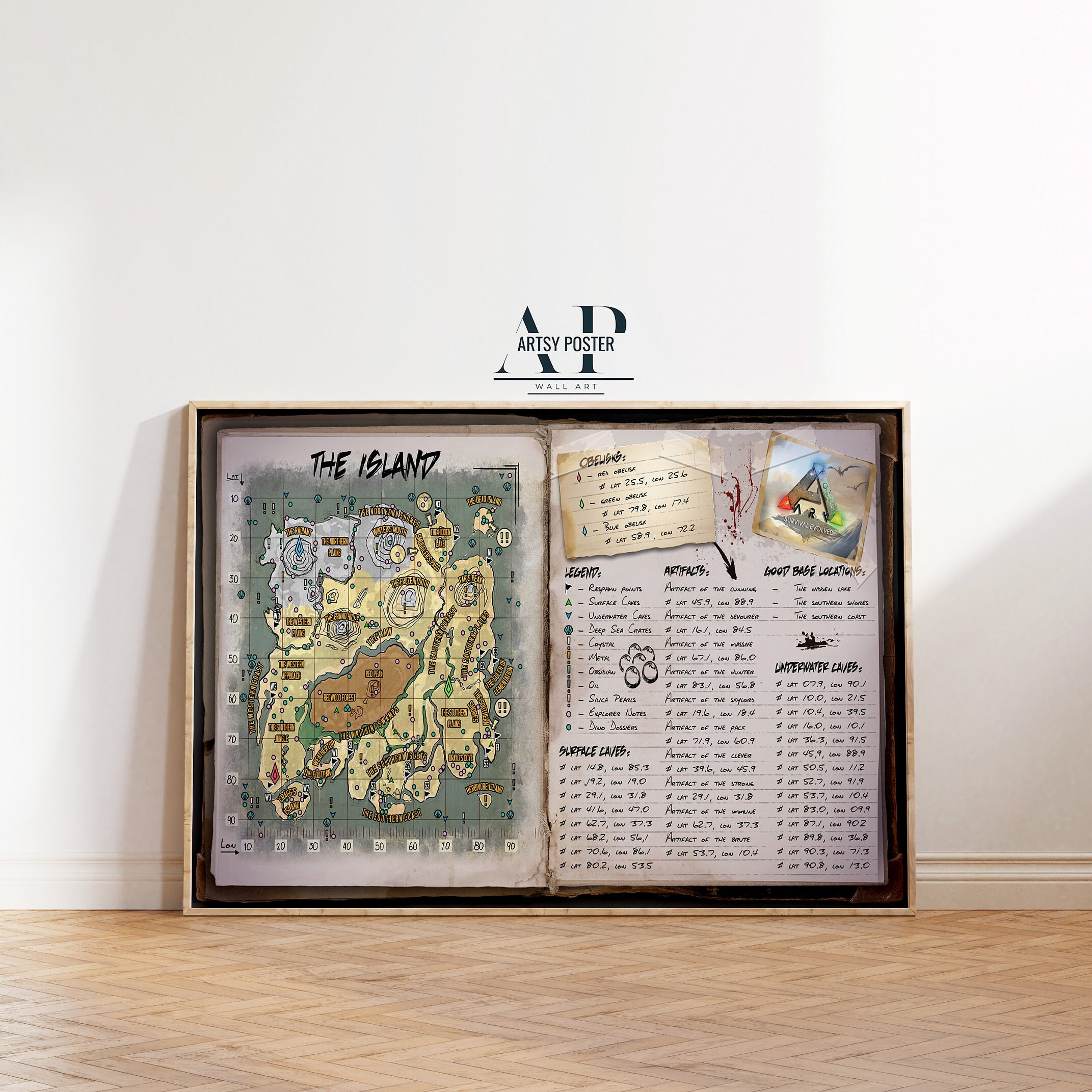 ARK Survival Evolved Map Poster, the Island, Aberration, Scorched Earth ...