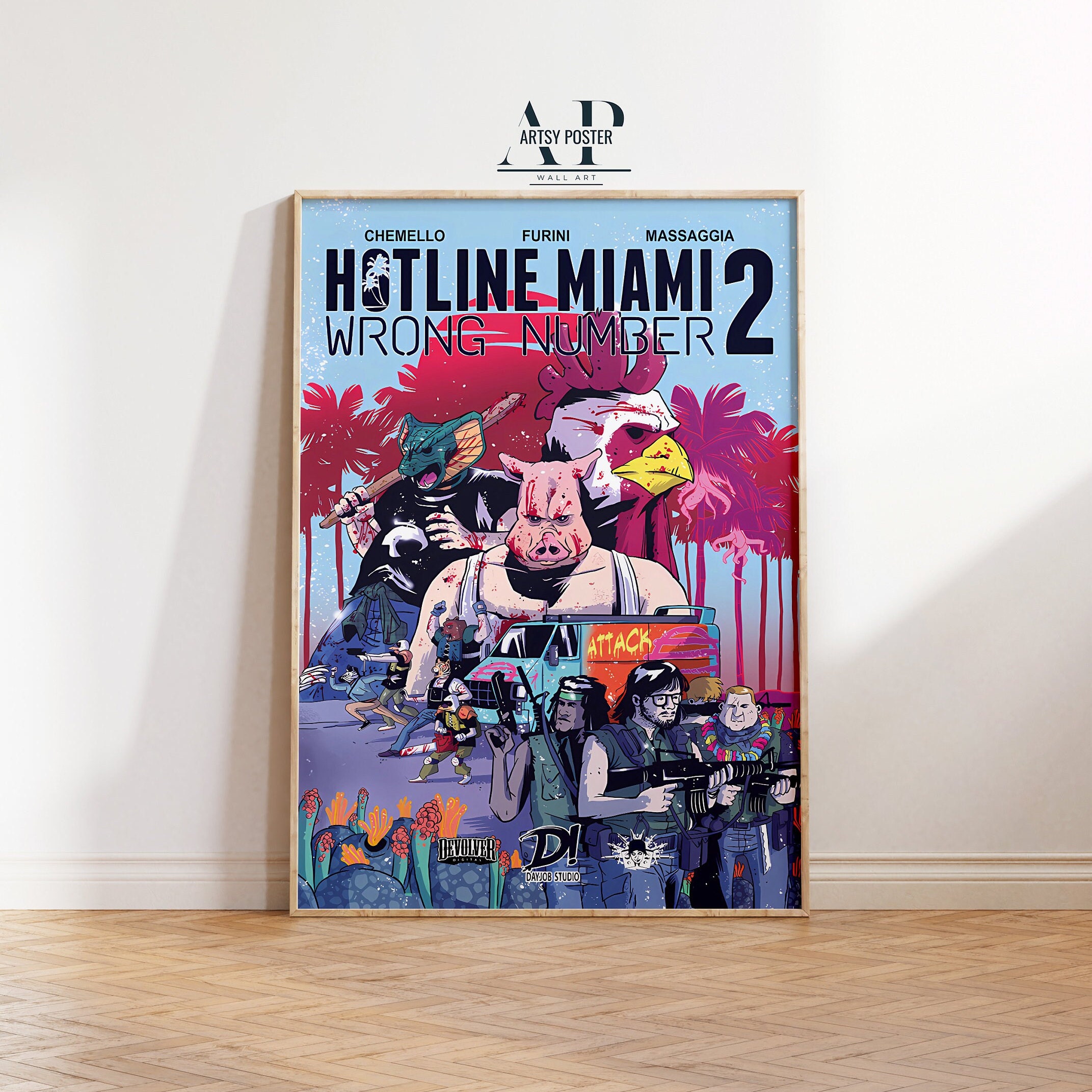 Hotline Miami 2 Game Poster, Wrong Number Wall Art, Gaming Room Decor ...