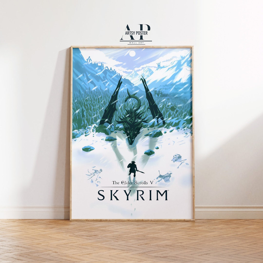 Skyrim Poster, Elder Scrolls V Wall Art, High Quality Game Print, Gamer ...