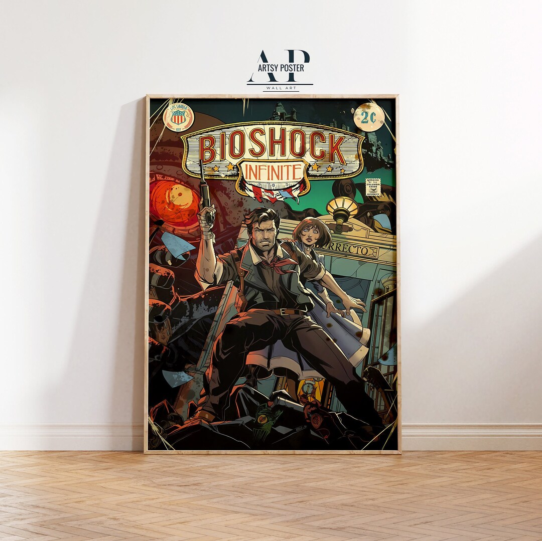 Bioshock Game Poster, Video Game Art Print, Columbia Sky City, Booker ...