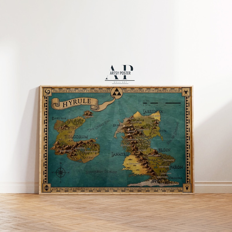 Legend of Zelda Hyrule Map Poster: Vintage Gamer Art Print - Etsy