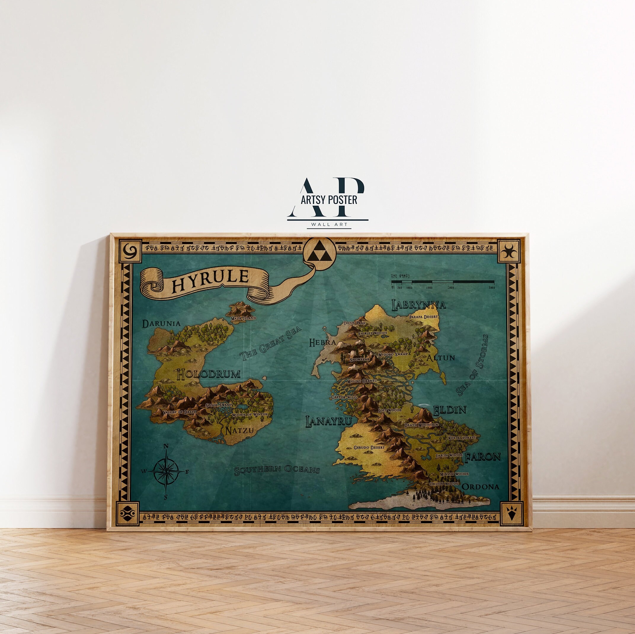 Legend of Zelda Hyrule Map Poster: Vintage Gamer Art Print - Etsy