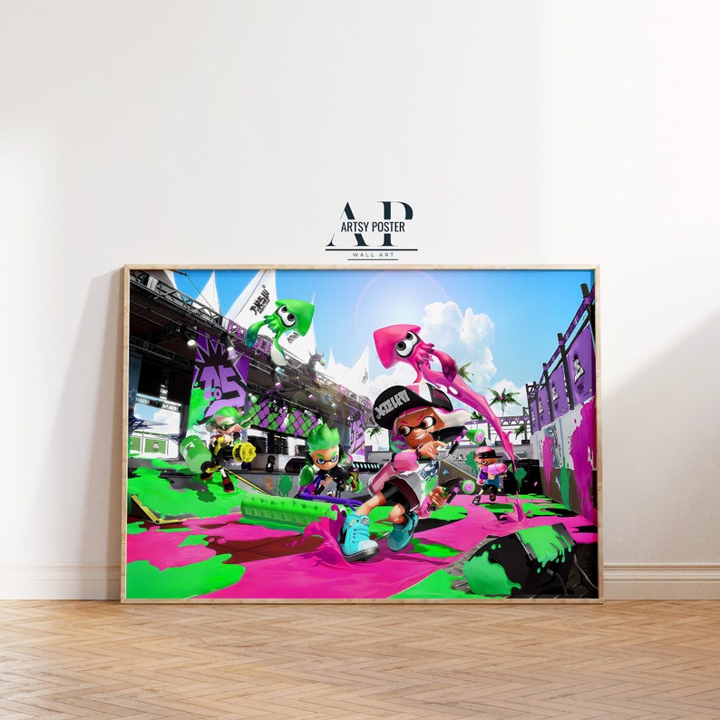 Splatoon Game Poster Colorful Ink Battle Art Print, Nintendo Switch Fan ...