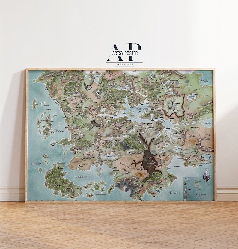 Forgotten Realms Map Poster: Dungeons & Dragons Gaming Room Decor - Etsy