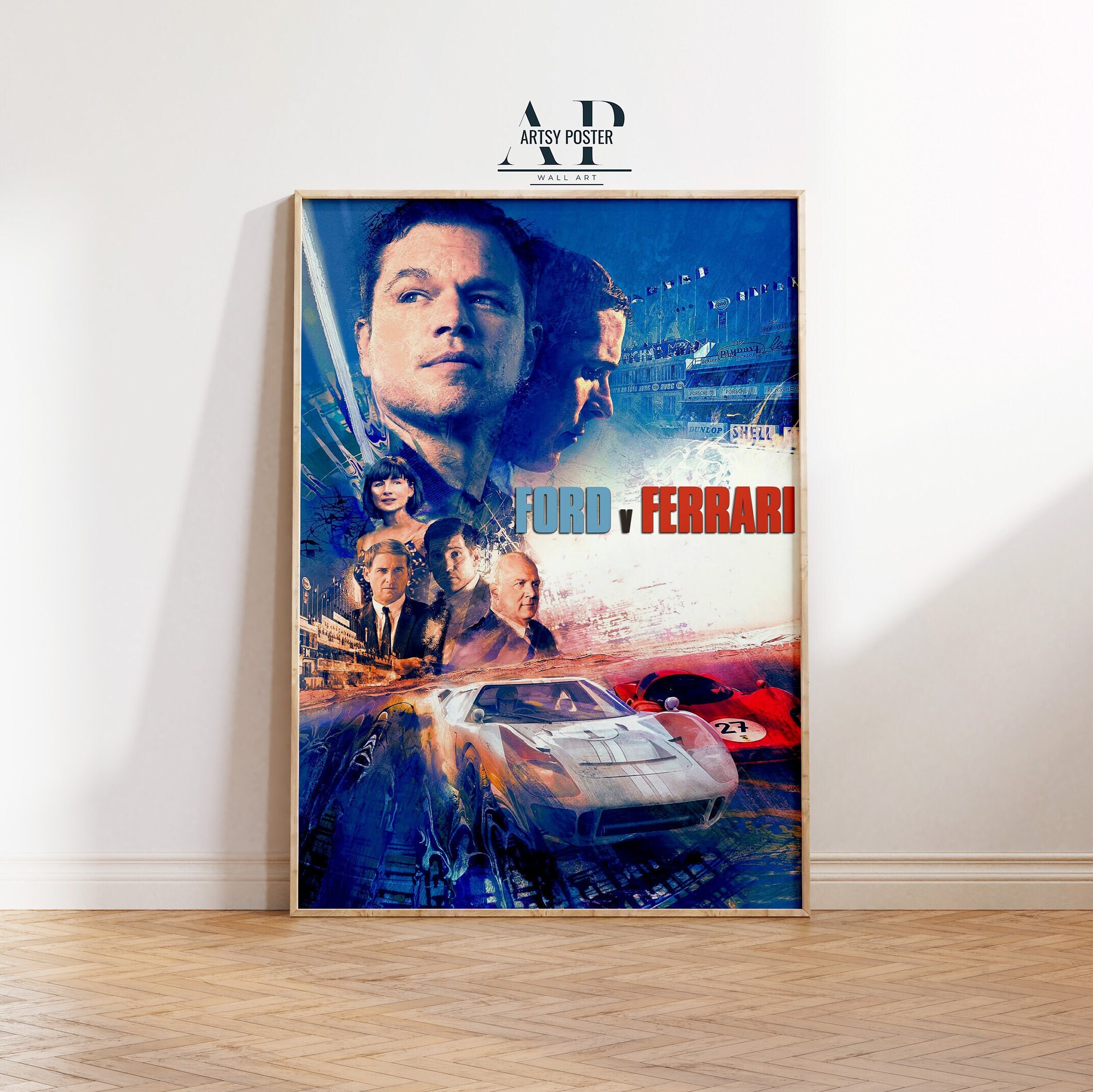 Ford V Ferrari Poster, Classic Racing Movie Art Print, Automotive Wall ...