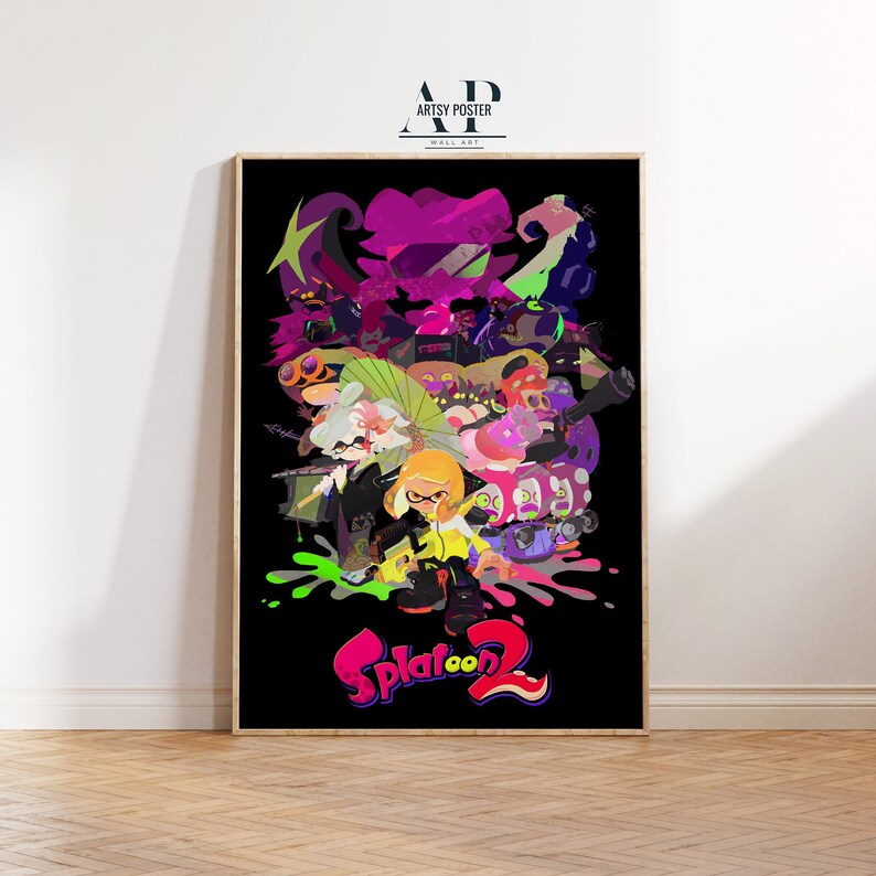 Splatoon Game Poster Colorful Ink Battle Art Print, Nintendo Switch Fan ...