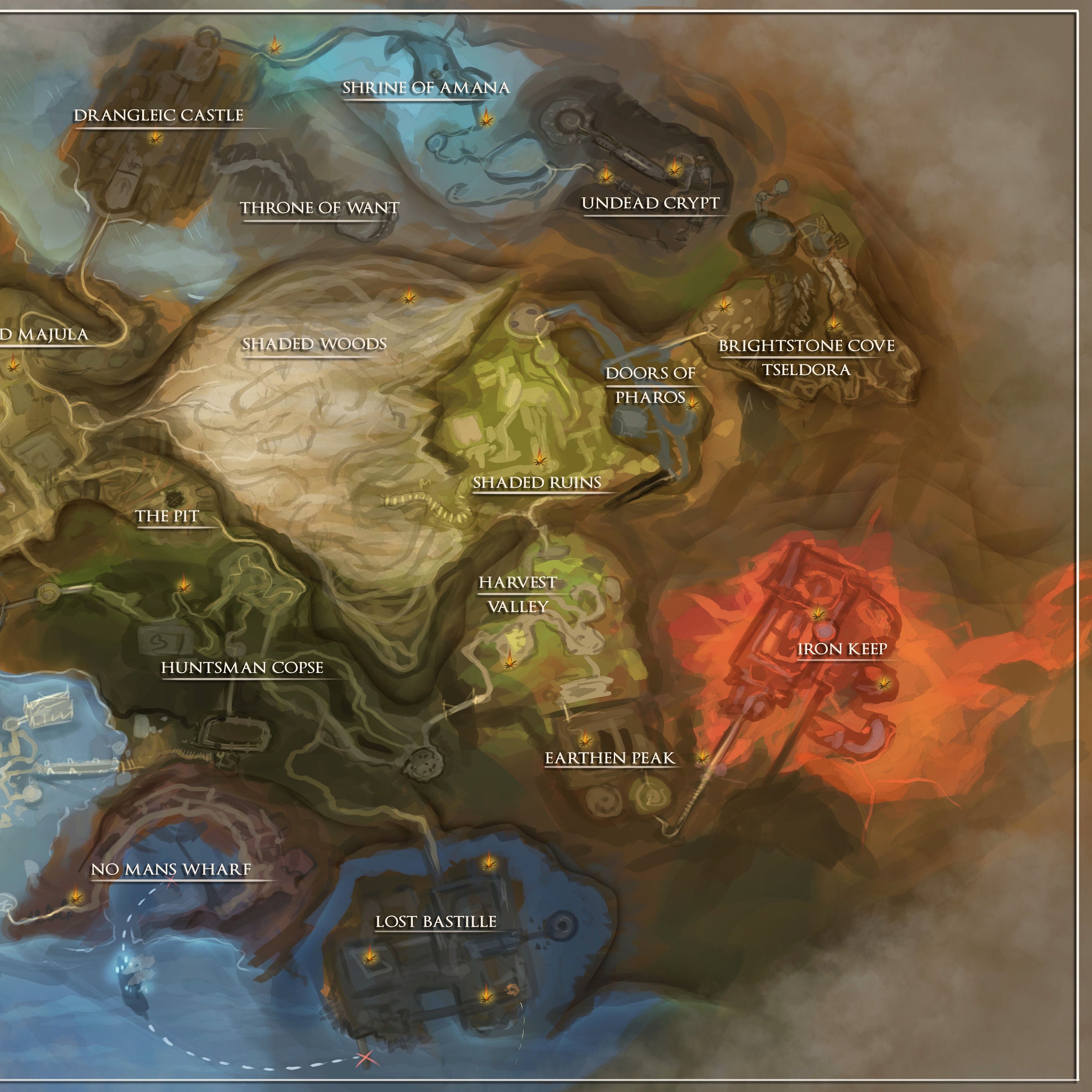 Dark Souls II Map Poster, Drangleic Castle Wall Art, Detailed Game Map ...