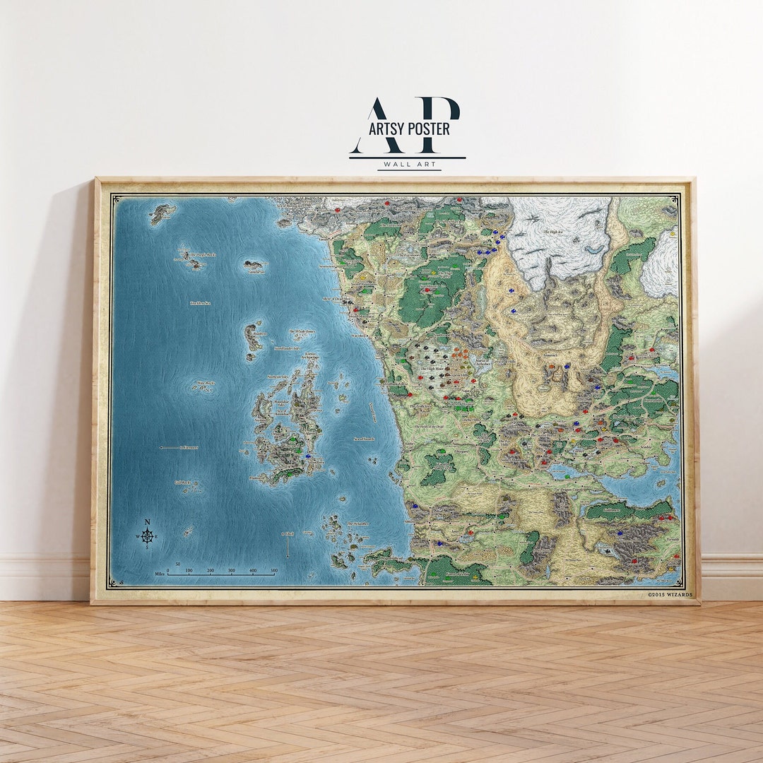 Forgotten Realms Map Poster: Dungeons & Dragons Gaming Room Decor - Etsy