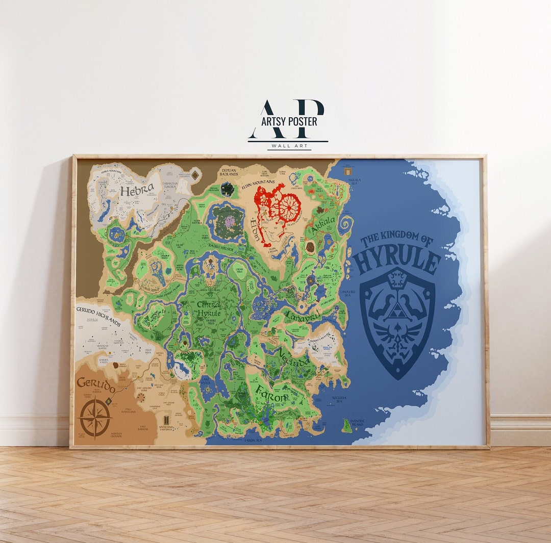 The Legend of Zelda Map Posters, Hyrule Adventure Map, Gaming Room ...