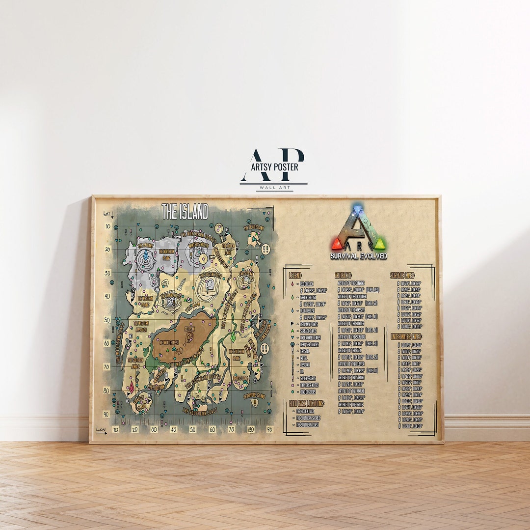 ARK Survival Evolved Map Poster Set: Gamer Wall Art Decor - Etsy
