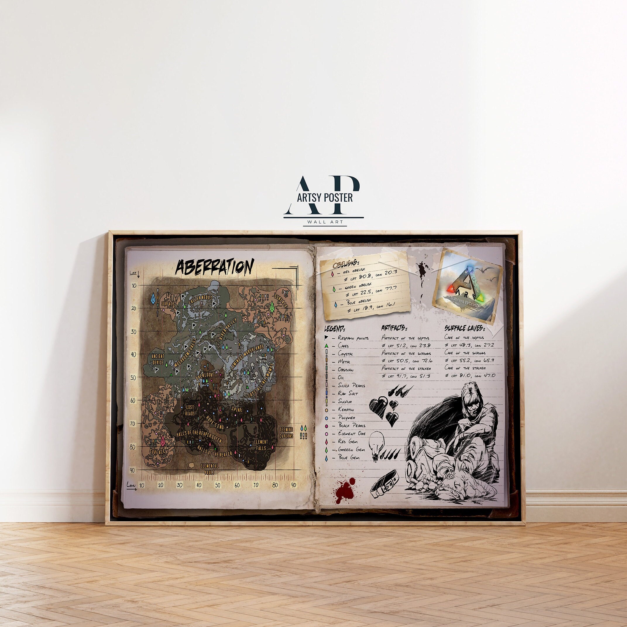 ARK Survival Evolved Map Poster, the Island, Aberration, Scorched Earth ...