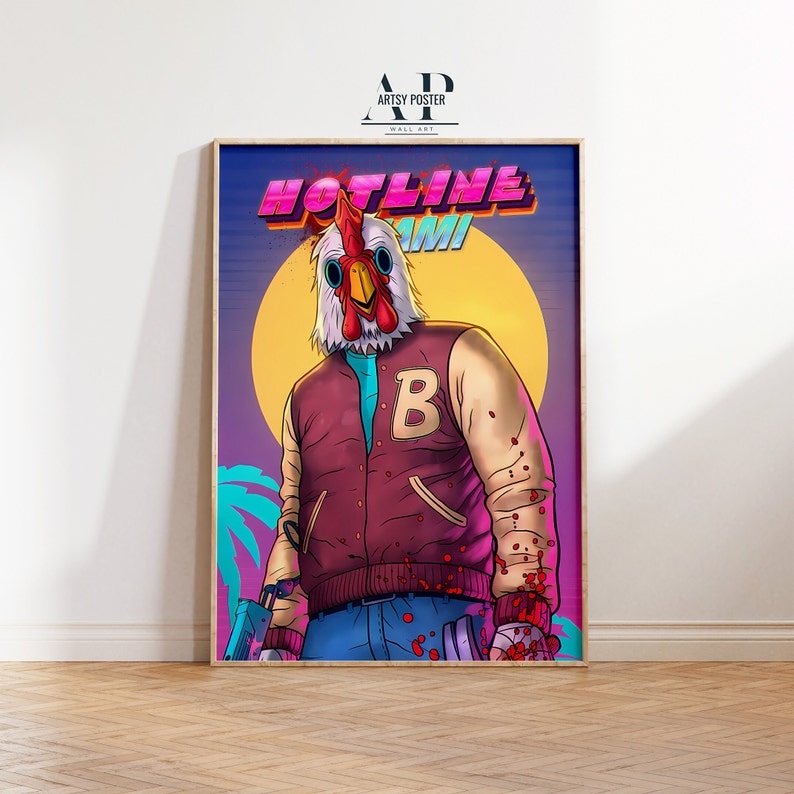 Hotline Miami Poster: Neon Retro 80s Video Game Art Print - Etsy