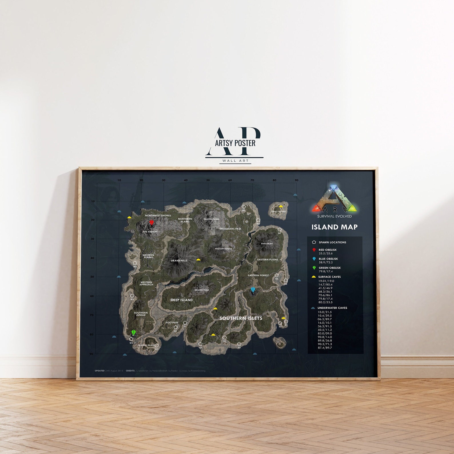 ARK Survival Evolved Map Poster, the Island, Aberration, Scorched Earth ...
