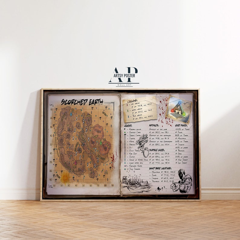 ARK Survival Evolved Map Poster, the Island, Aberration, Scorched Earth ...