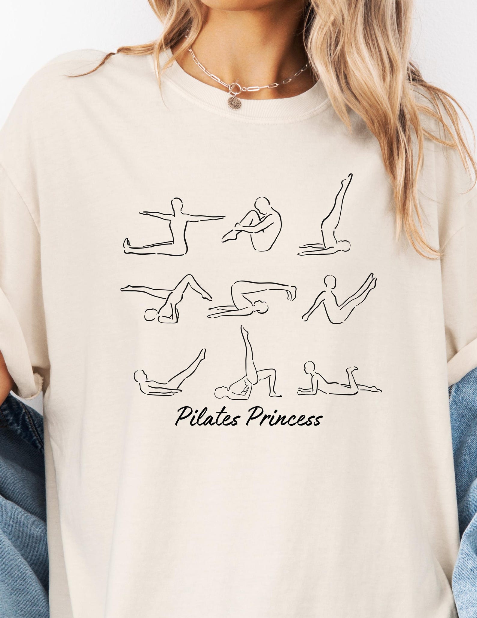 Pilates Princess Doodle T-shirt: Comfort Colors Minimalist Workout Tee ...