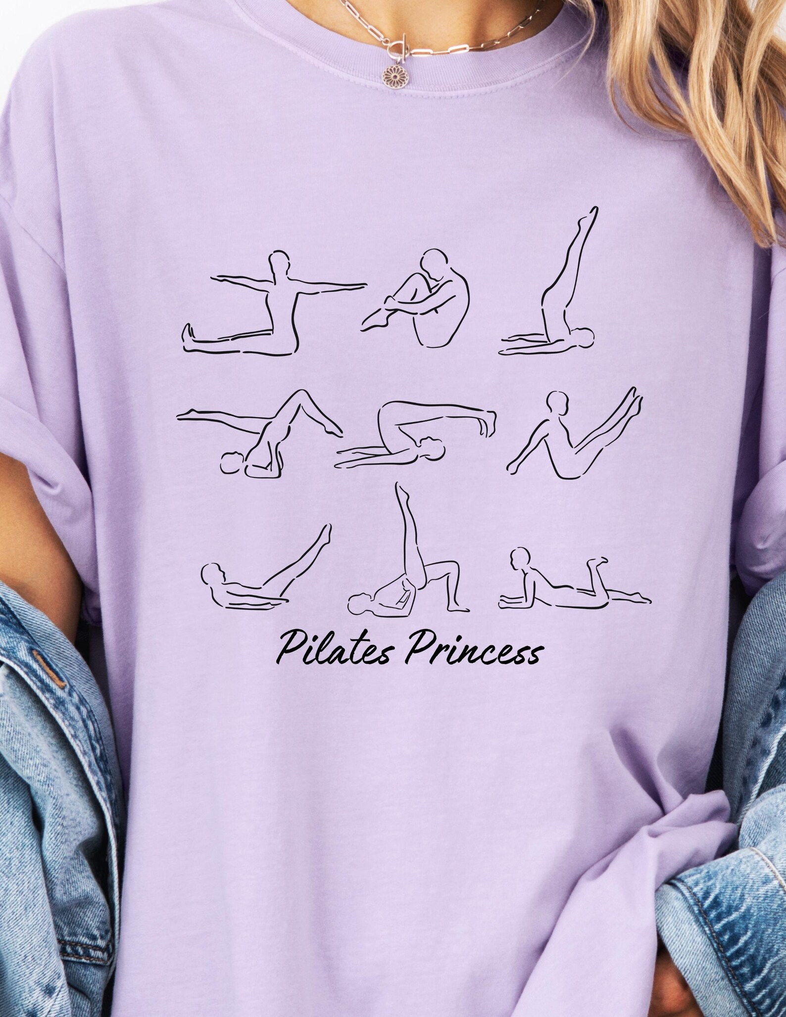 Pilates Princess Doodle T-shirt: Comfort Colors Minimalist Workout Tee ...