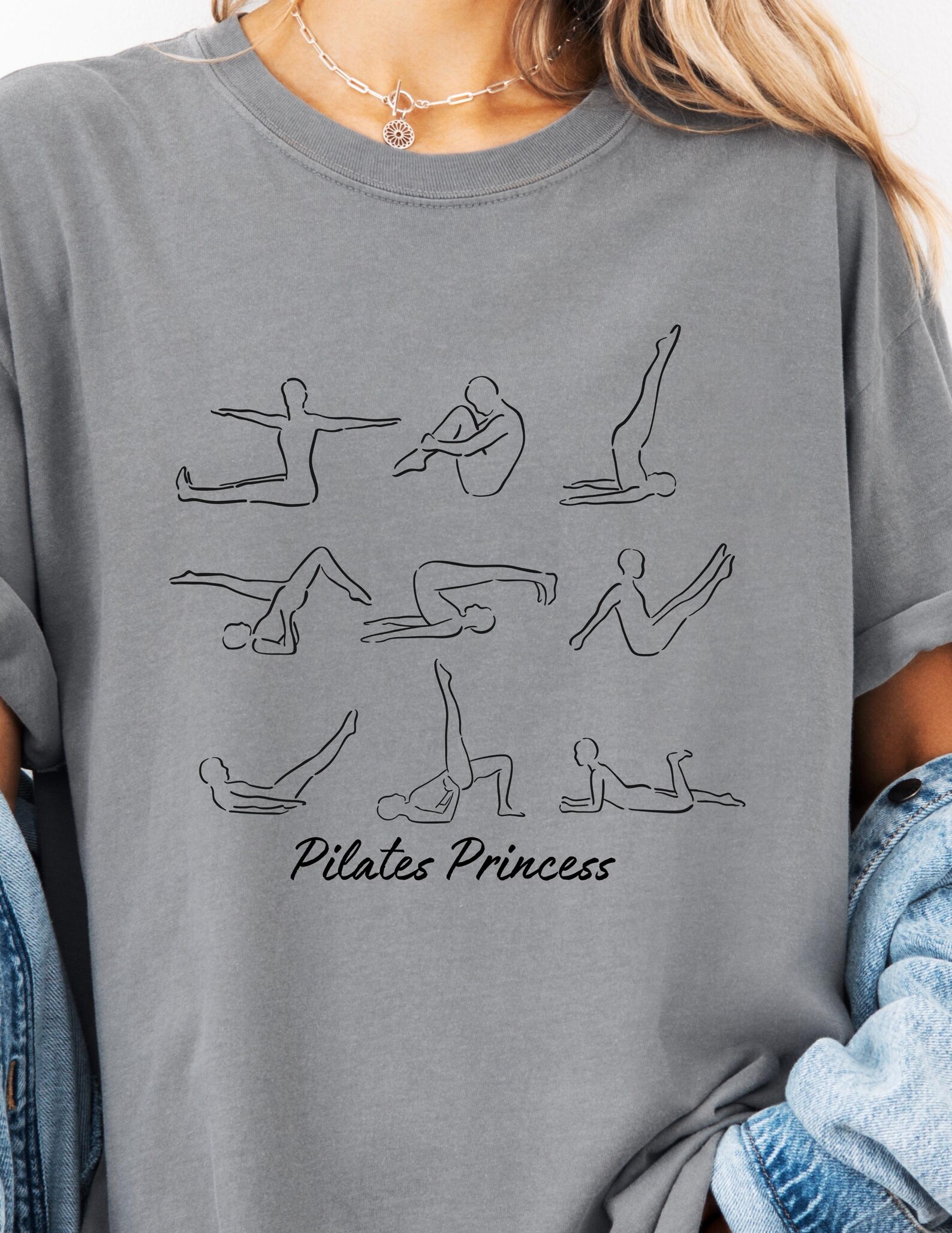 Pilates Princess Doodle T-shirt: Comfort Colors Minimalist Workout Tee ...