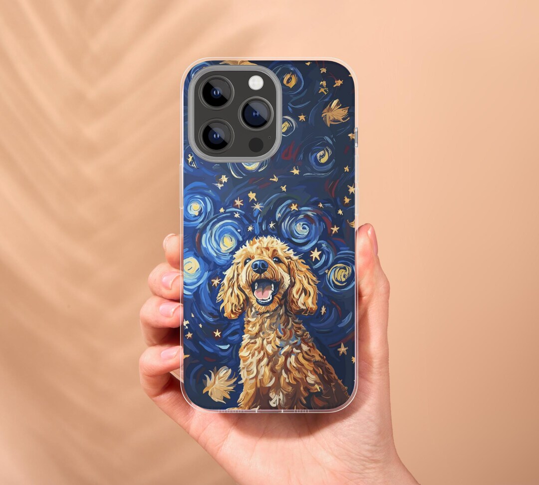 Poodle Phone Case: Starry Night Van Gogh Dog Art - Protective Cover - Etsy