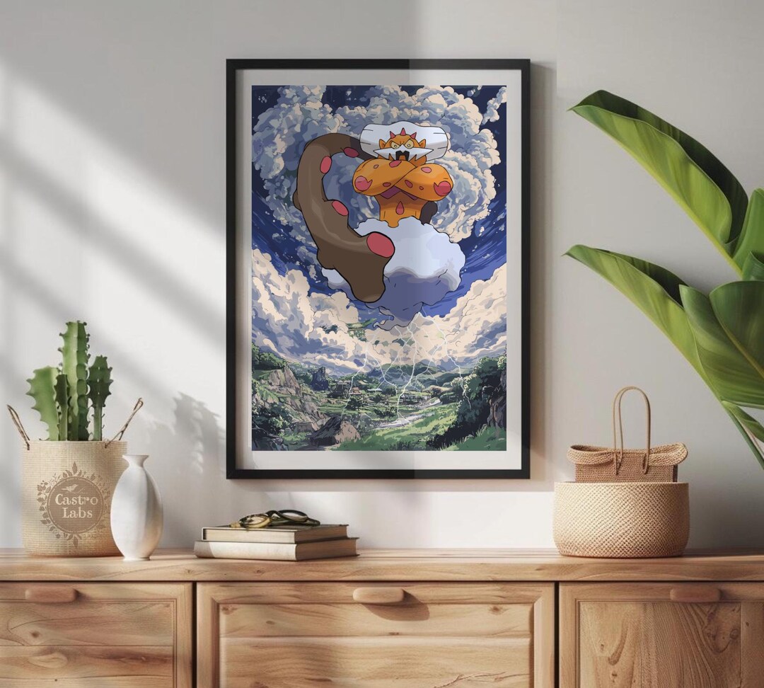 Landorus Poster: Japanese Style Legendary Pokemon Inspired Anime ...