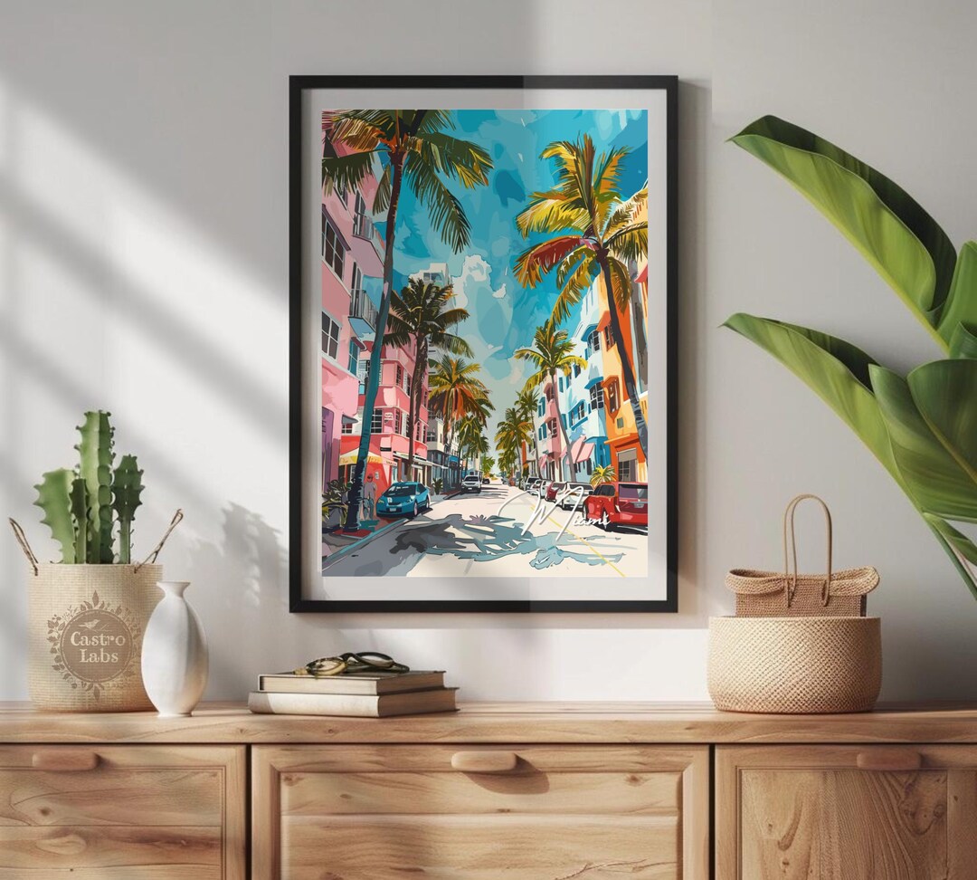 Miami Poster, Miami Print, Miami Painting, Miami Artwork, Home Décor - Etsy