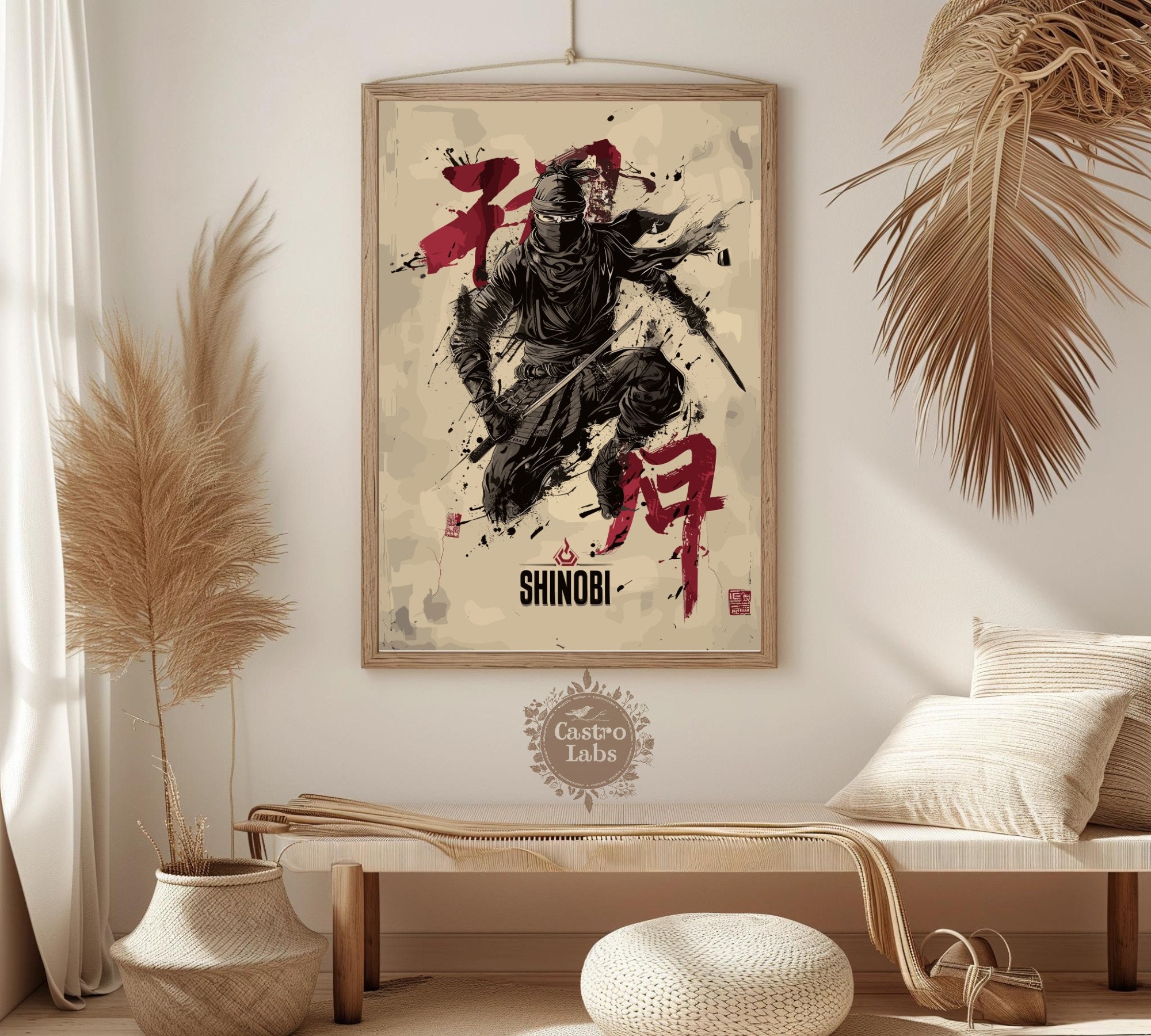 Shinobi Poster: Japanese Warrior Ninja Wall Art Printable Wall Art for ...