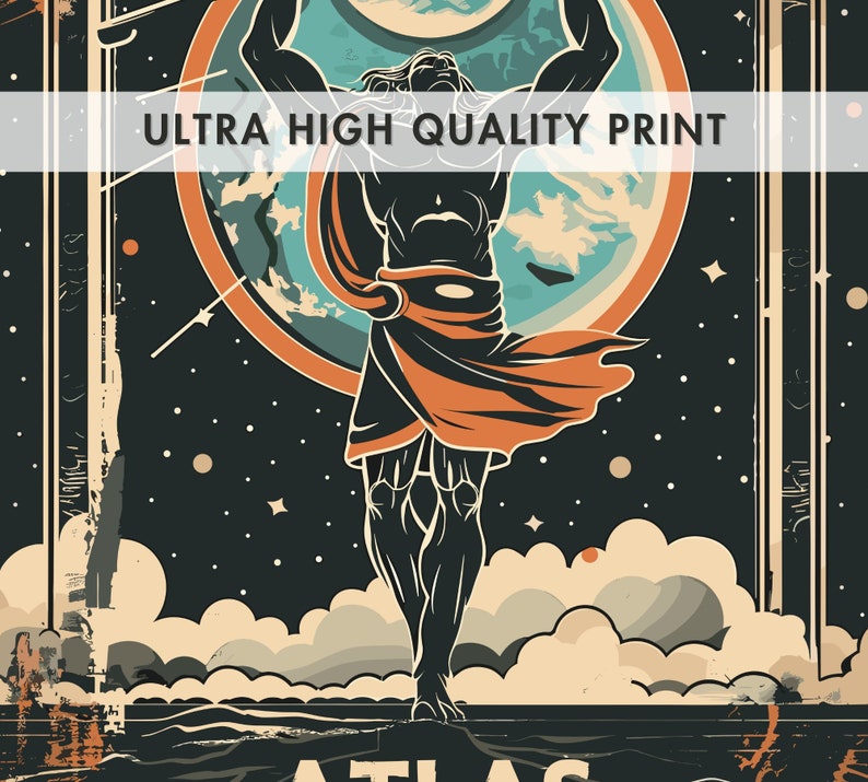 Greek God Atlas, Atlas God Poster, Greek Mythology, Titan Atlas ...