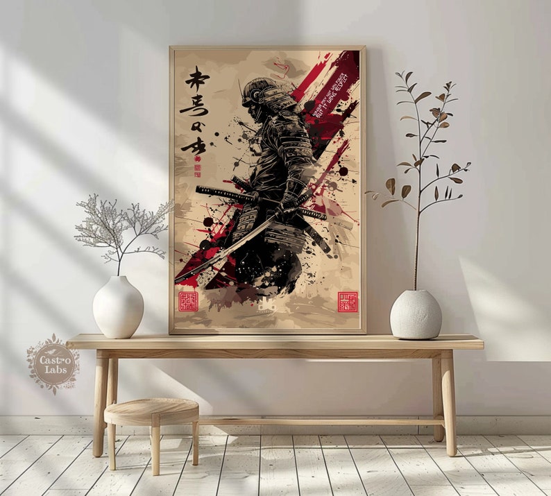 Samurai Warrior Poster: Japanese Warrior Samurai Wall Art Printable Wall Art for Bedroom and ...