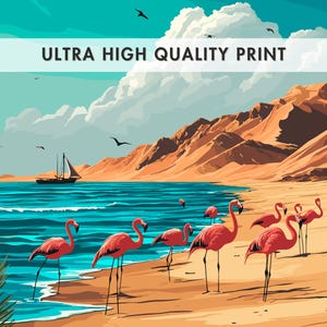 Walvis Bay Namibia Travel Poster: Flamingo Lagoon Art - Etsy