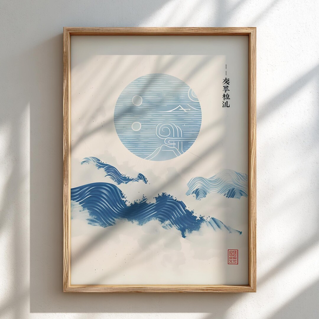 Blue Ocean Wave Woodblock Print: Japanese Art Inspired - Etsy