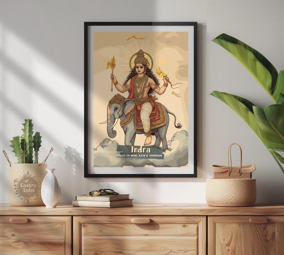 Indra Print: Hindu God of War, Rain & Thunder - Spiritual Home Decor - Etsy
