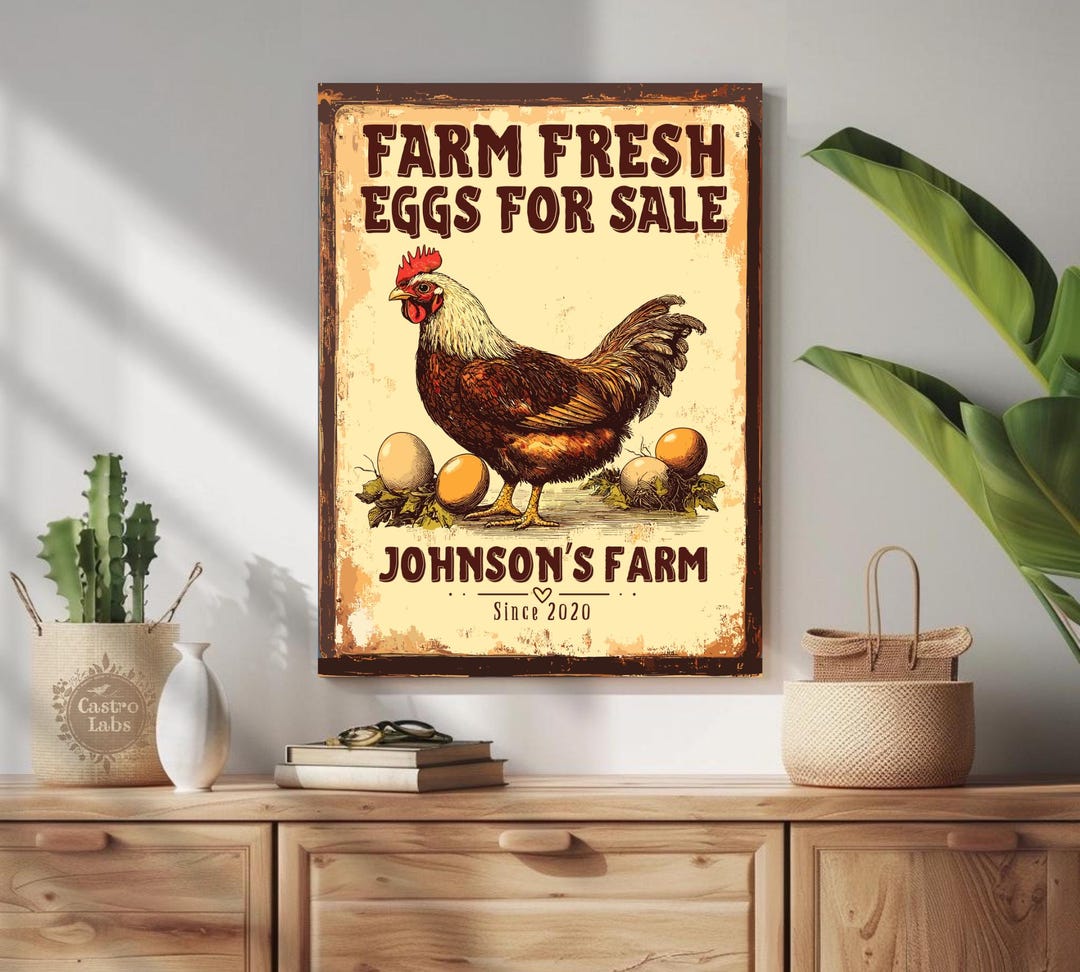 Farm Fresh Eggs Metal Sign, Custom Chicken Sign, Custom Farm Sign ...
