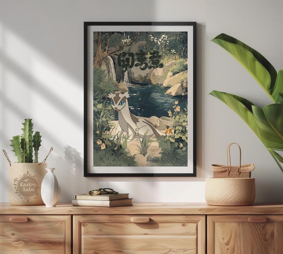 Linoone Poster: Japanese Style Legendary Pokemon Inspired Anime Artwork ...